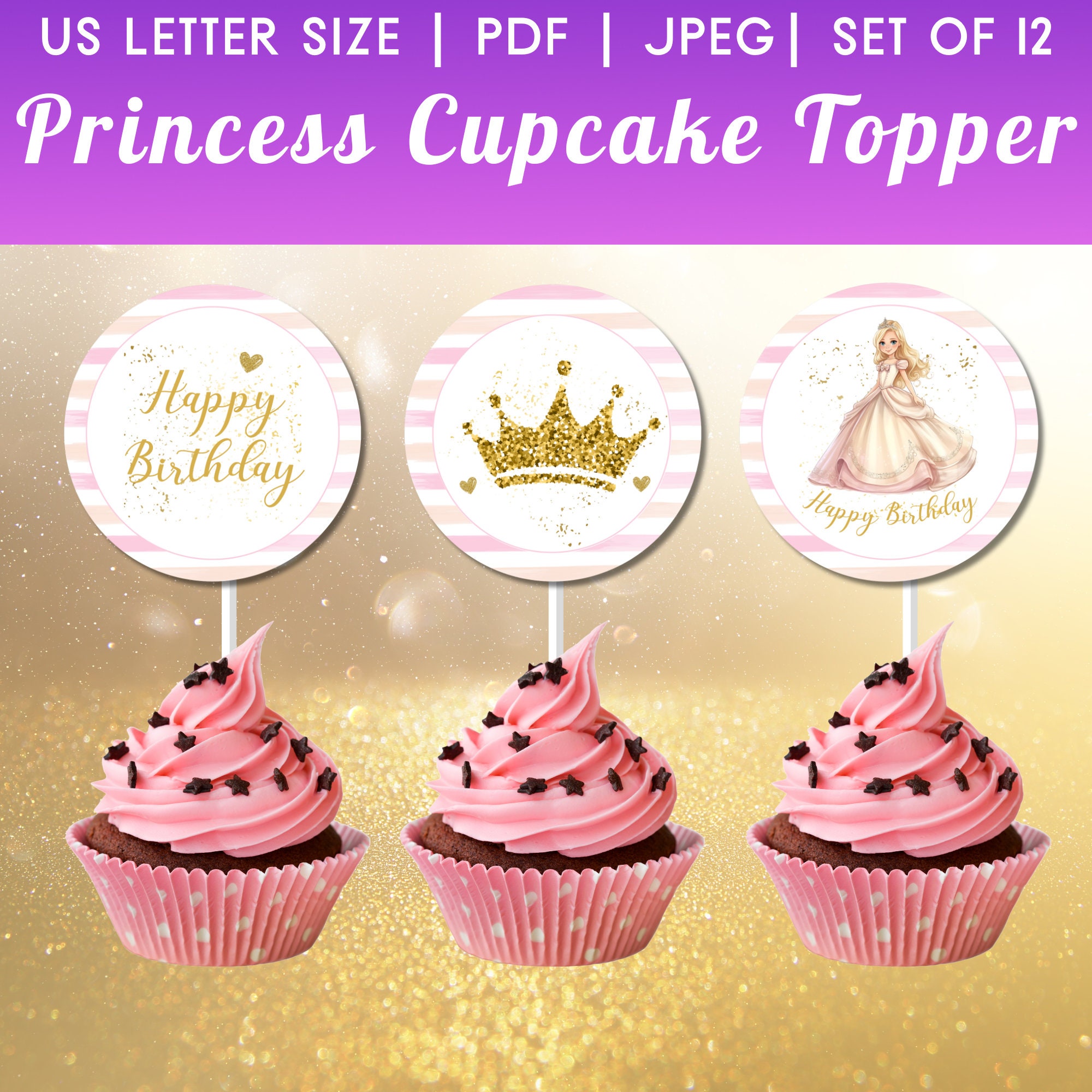 Princess Cupcake Toppers Princess Cupcake Toppers Printable Cupcake ...