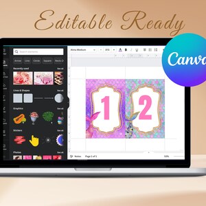 Editable Mermaid Party Table Number Card Set 4 Designs Rainbow Scales ...