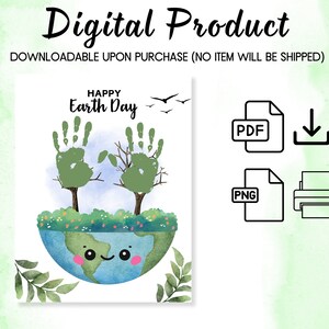Earth Day Handprint Art Craft Printable Happy Earth Day Gift DIY Craft ...