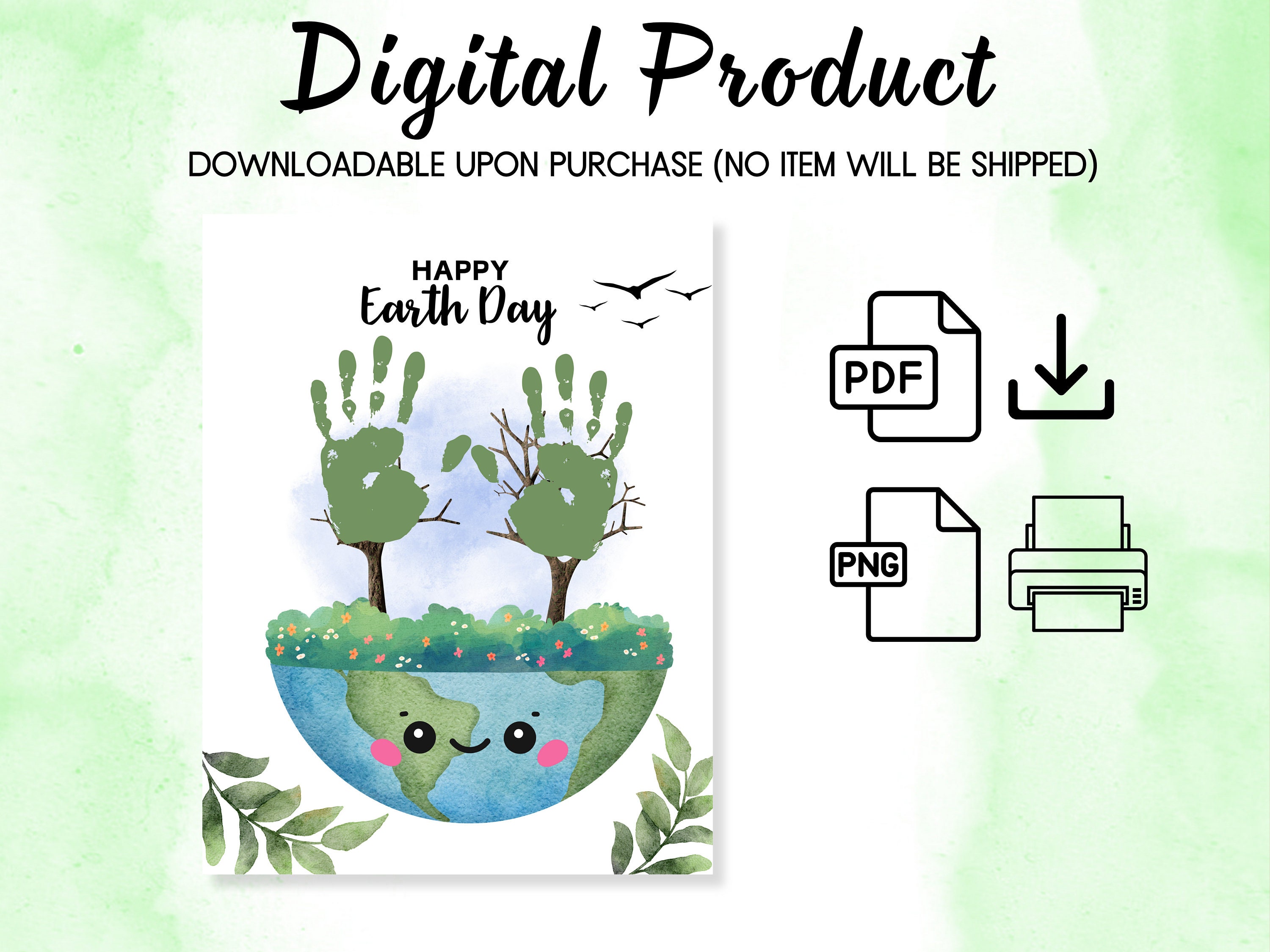 Earth Day Handprint Art Craft Printable Happy Earth Day Gift DIY Craft ...