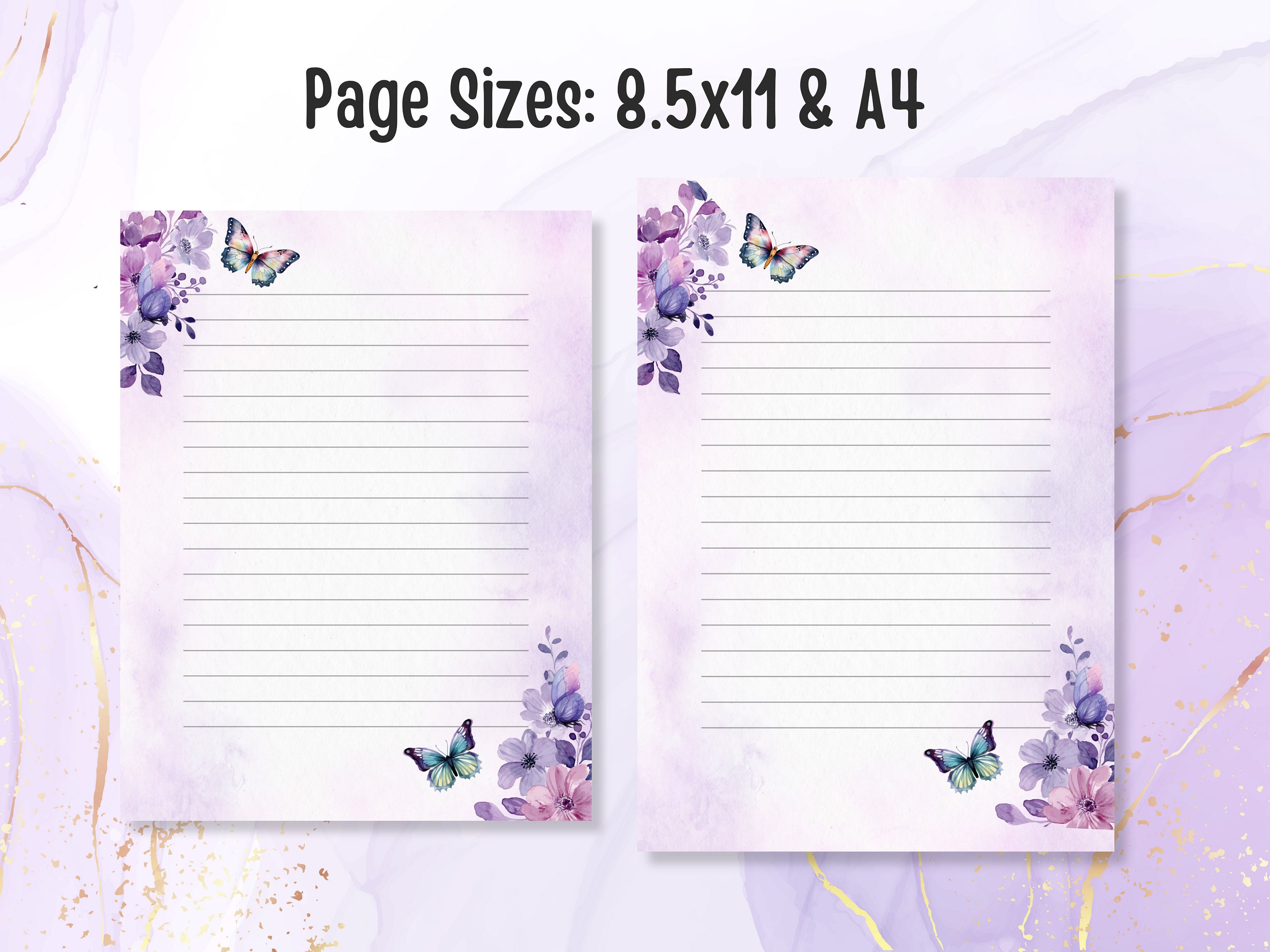 Butterfly Stationary Printable Butterflies Stationery Set Insect ...