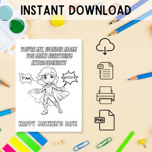 Mothers Day Coloring Card Printable Mothers Day Card for Kids Coloring ...