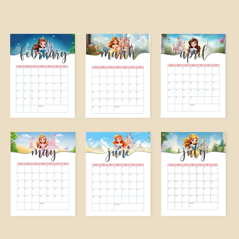 Printable 2024-2025 School Year Calendar Princess Theme Calendar ...