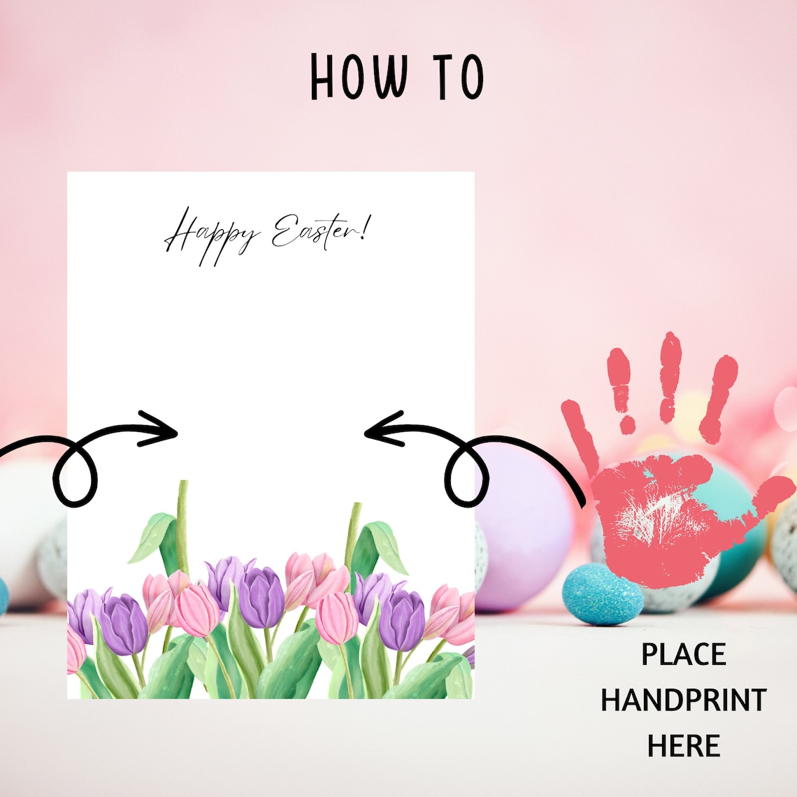 Easter Handprint Craft Tulip Art Printable Easter DIY Craft for Kids ...