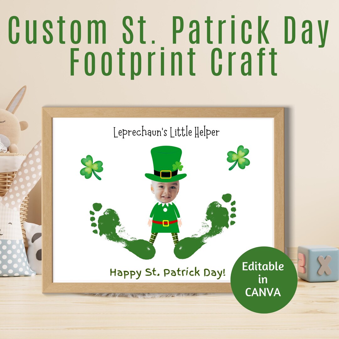 Custom Leprechaun Face, St Patricks Day Printable Footprint, St Patrick ...