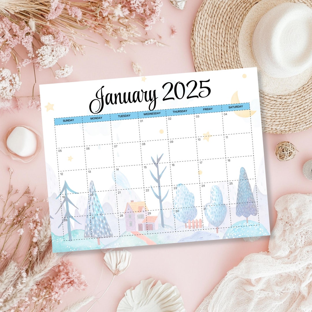 Printable January 2025 Calendar Page Winter Theme Planner January ...