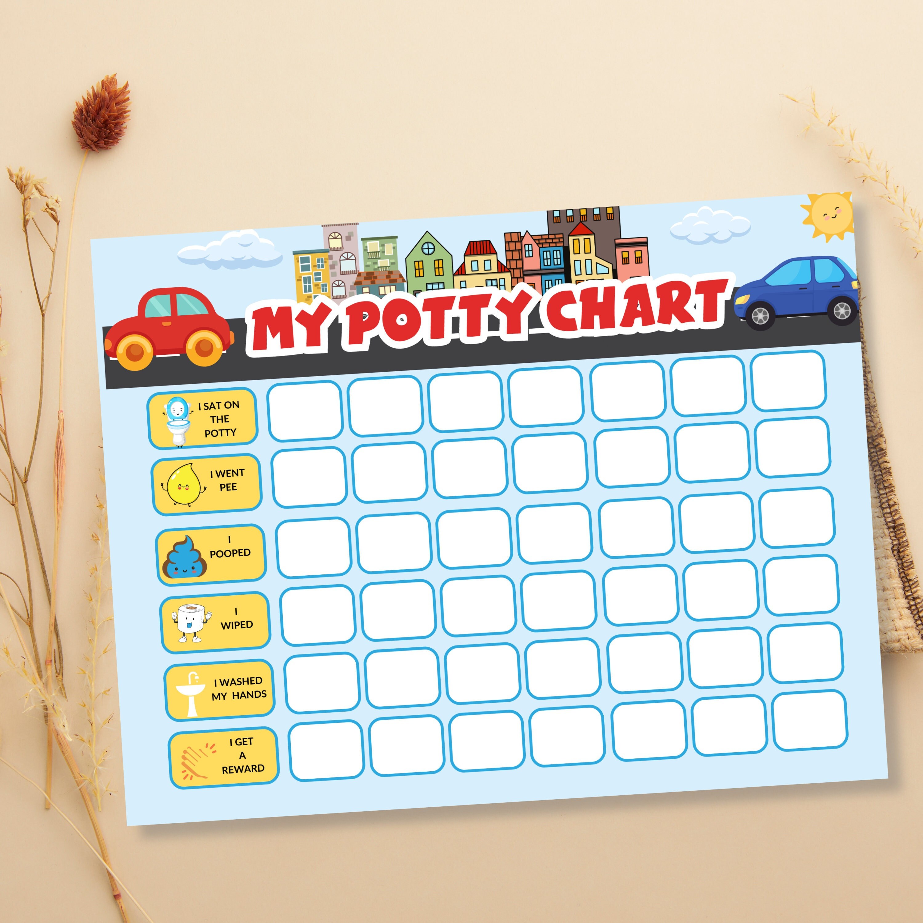 Cars Potty Chart for Boy Toilet Training Chart Kids Potty Chart ...
