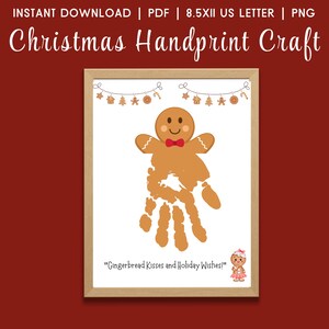 Christmas Gingerbread Man Handprint Craft Printable DIY Art for Baby ...