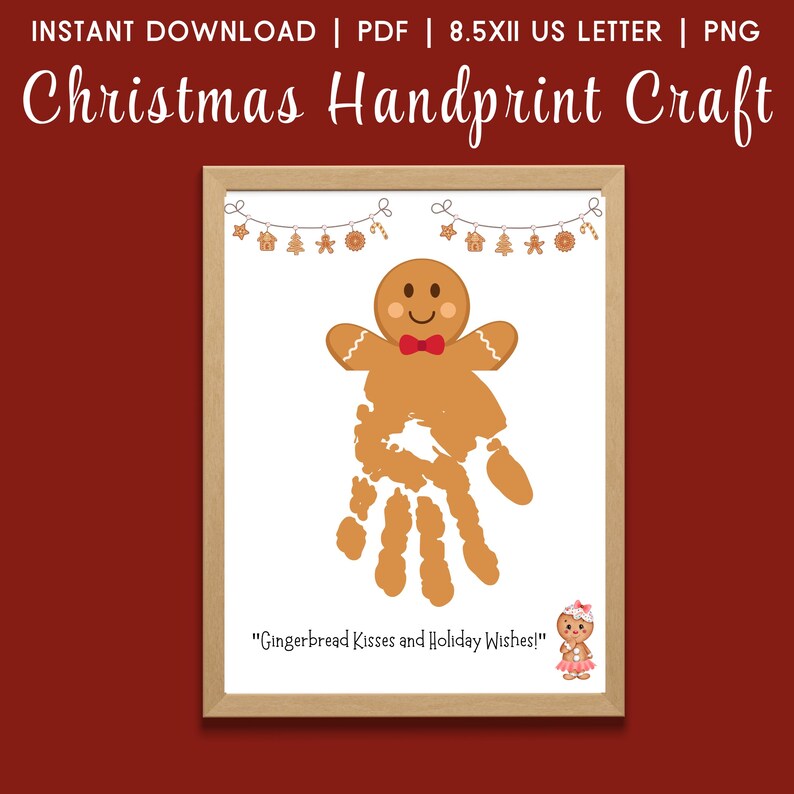 Christmas Gingerbread Man Handprint Craft Printable DIY Art for Baby ...