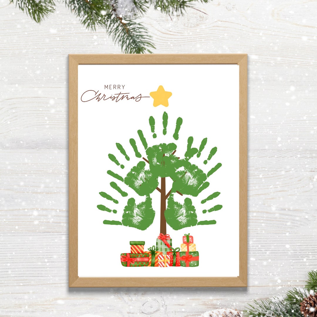 Christmas Handprint Craft Printable Christmas Tree Handprint Parcels ...