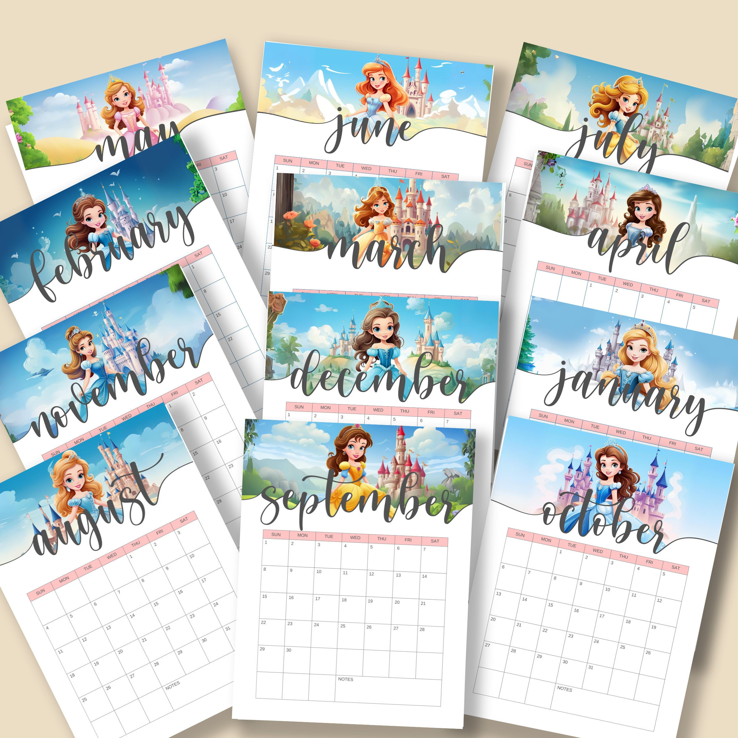 Printable 2024-2025 School Year Calendar Princess Theme Calendar ...