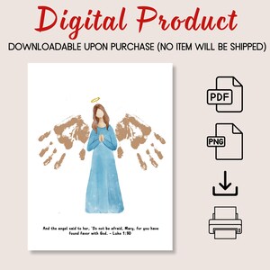 Christmas Angel Nativity Handprint Craft Printable Christmas Handprint ...