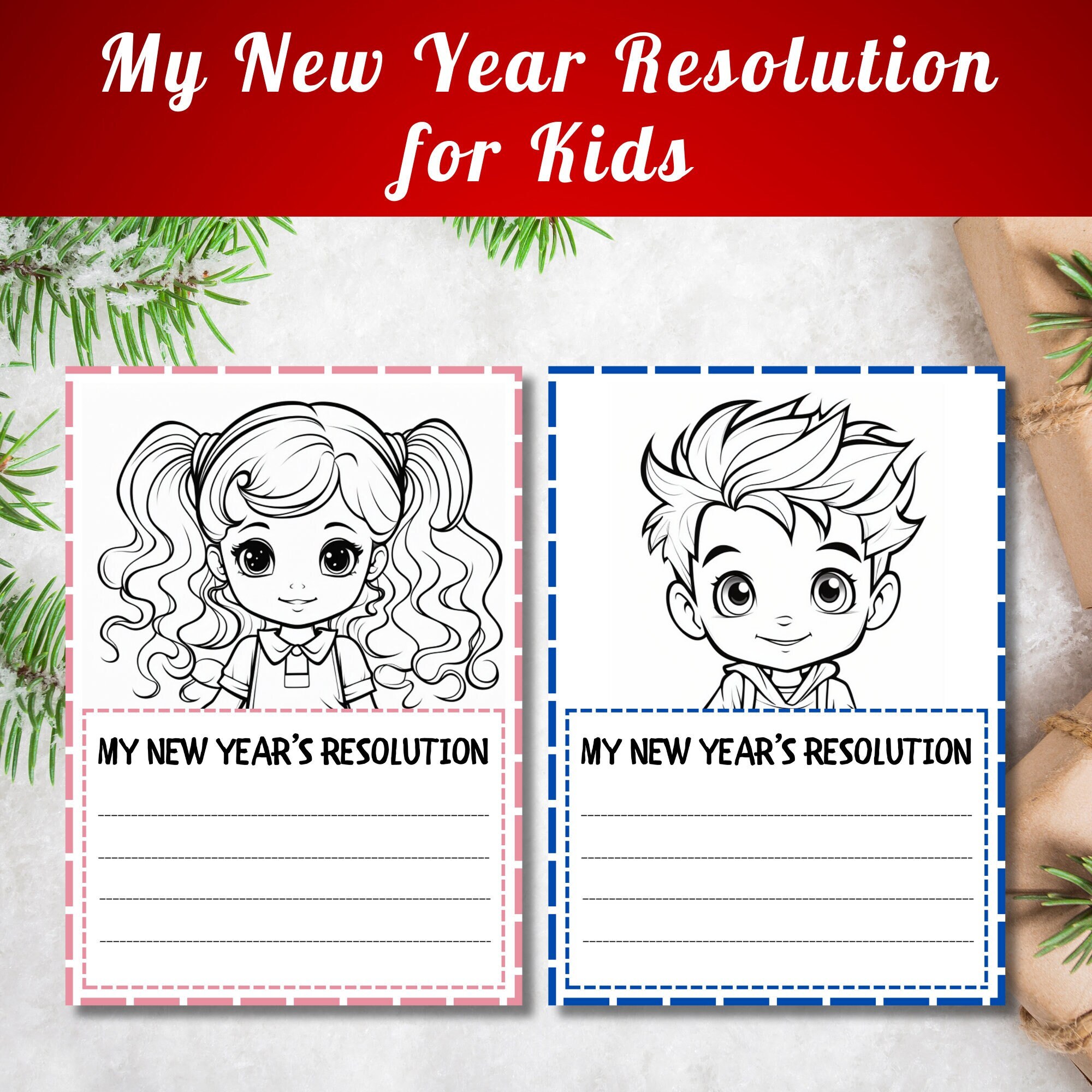 Printable 2024 New Years Resolution for Kids Activity School Homeschool ...