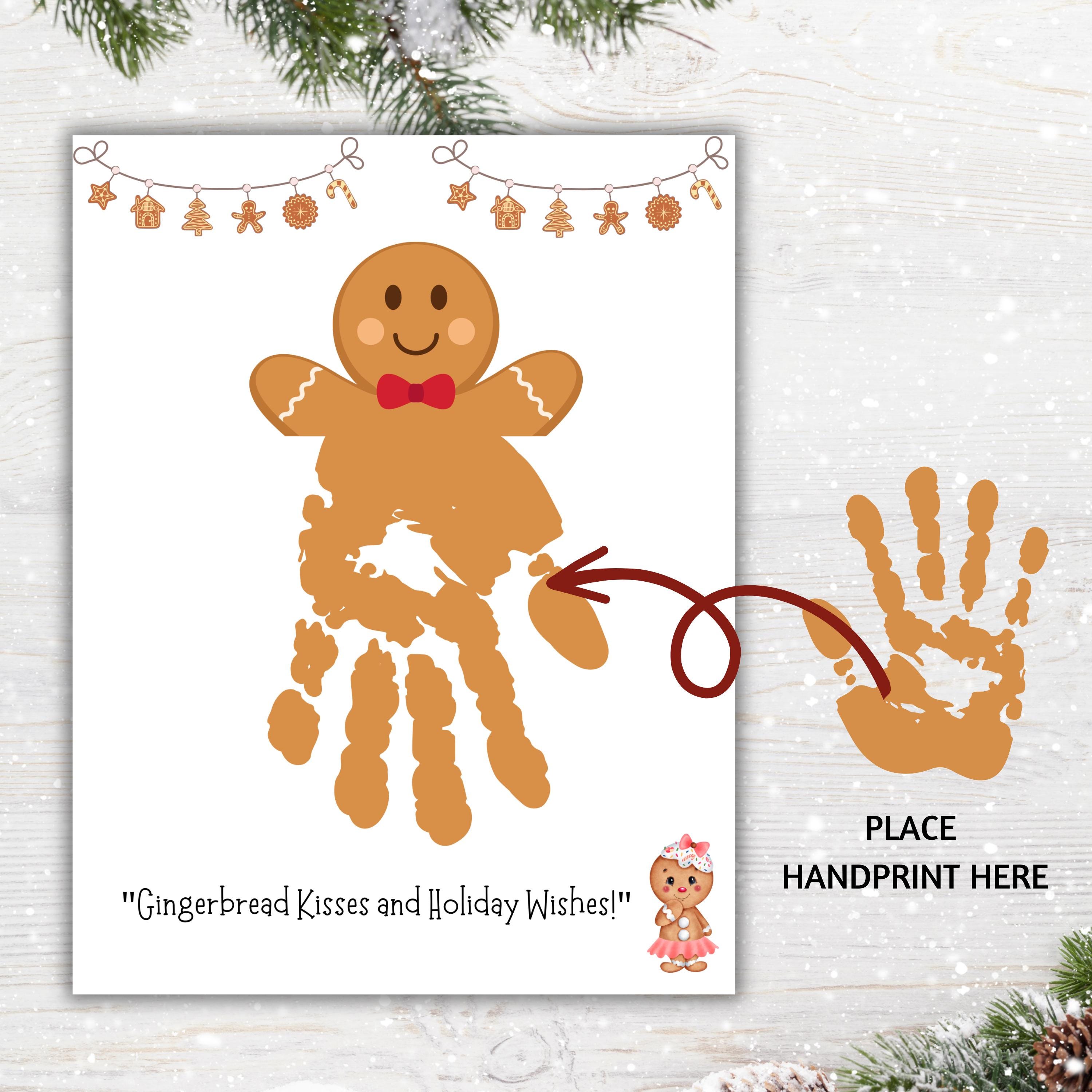 Christmas Gingerbread Man Handprint Craft Printable DIY Art for Baby ...