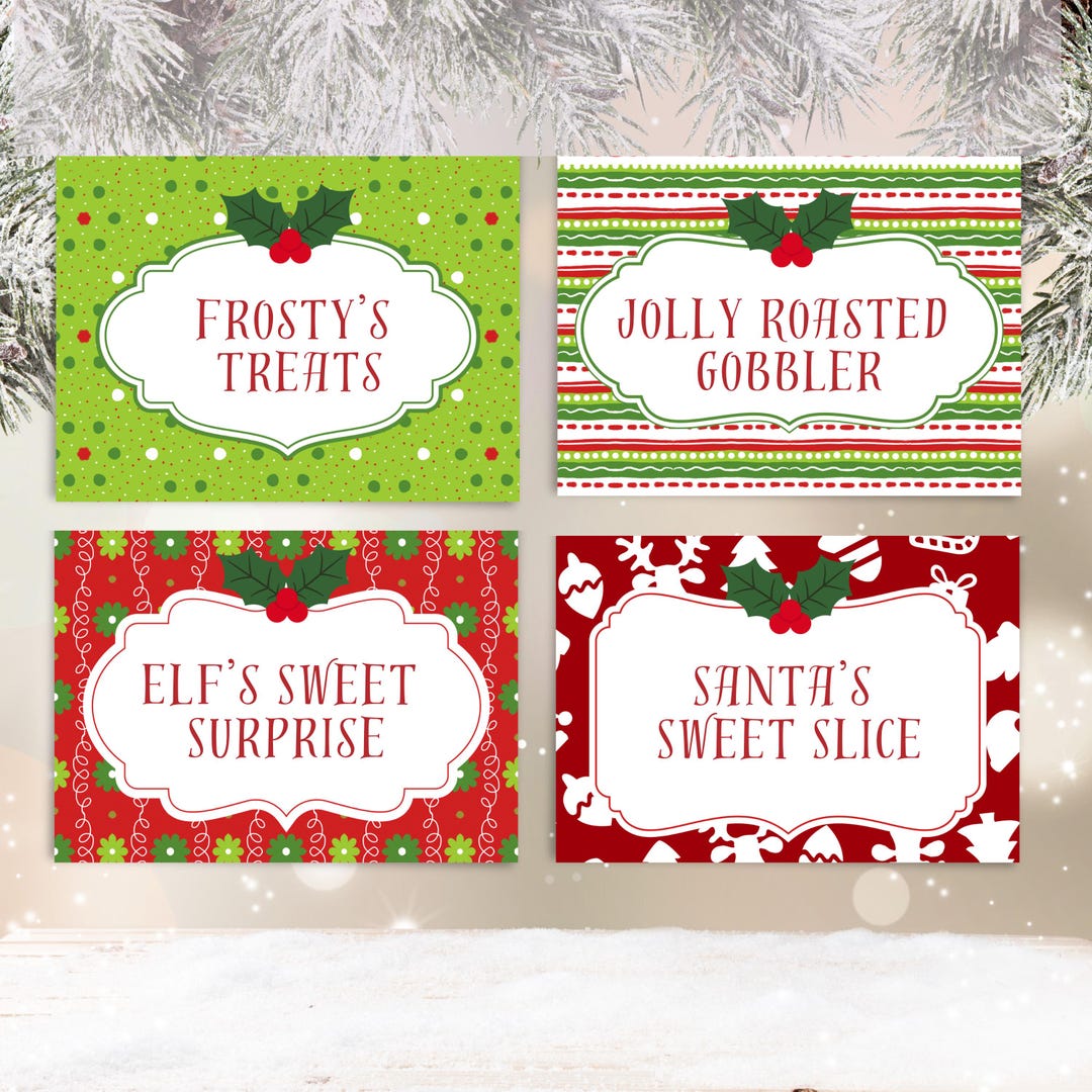 Editable Christmas Food Label Christmas Buffet Name Card Christmas ...