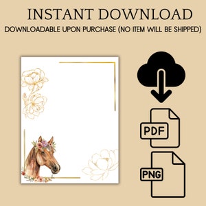 Horse Stationary Printable Horse Stationery Animal Stationery Pony ...