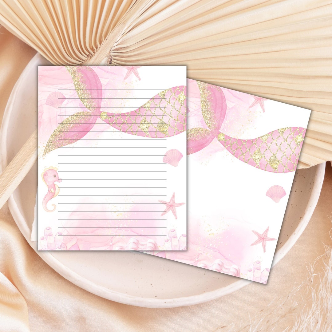 Mermaid Stationery Printable Birthday Stationary Stationary Mermaid ...