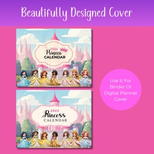 Printable 2024 2025 Princess Calendar Kids Monthly Planner Princess ...
