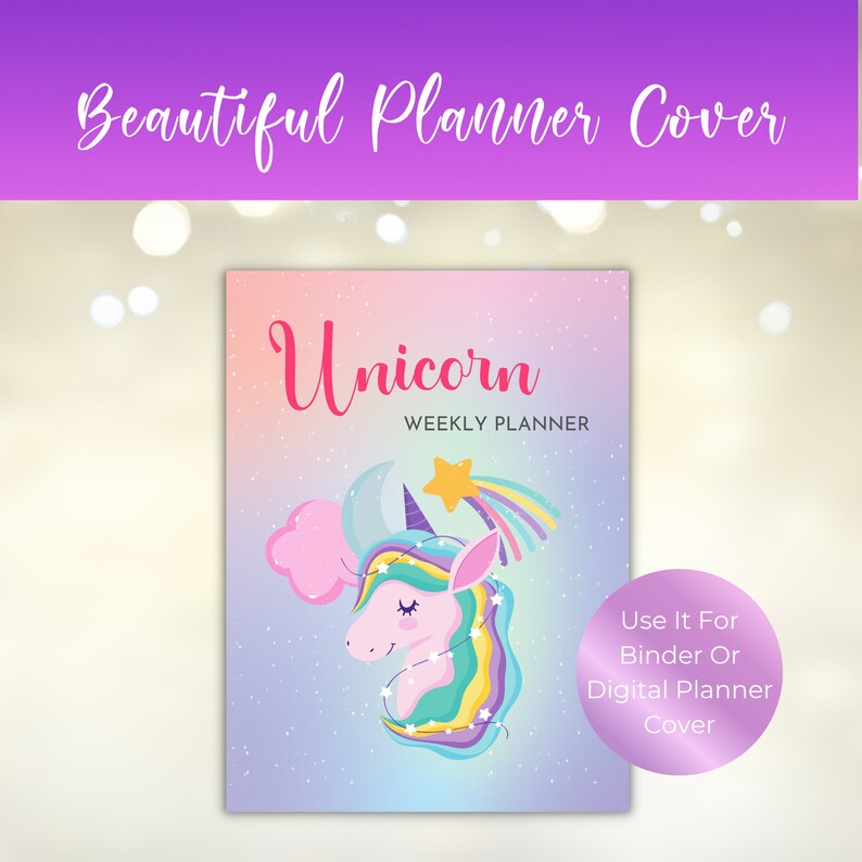 Weekly Planner Unicorn Clipart Undated Planner Daily Planner - Etsy