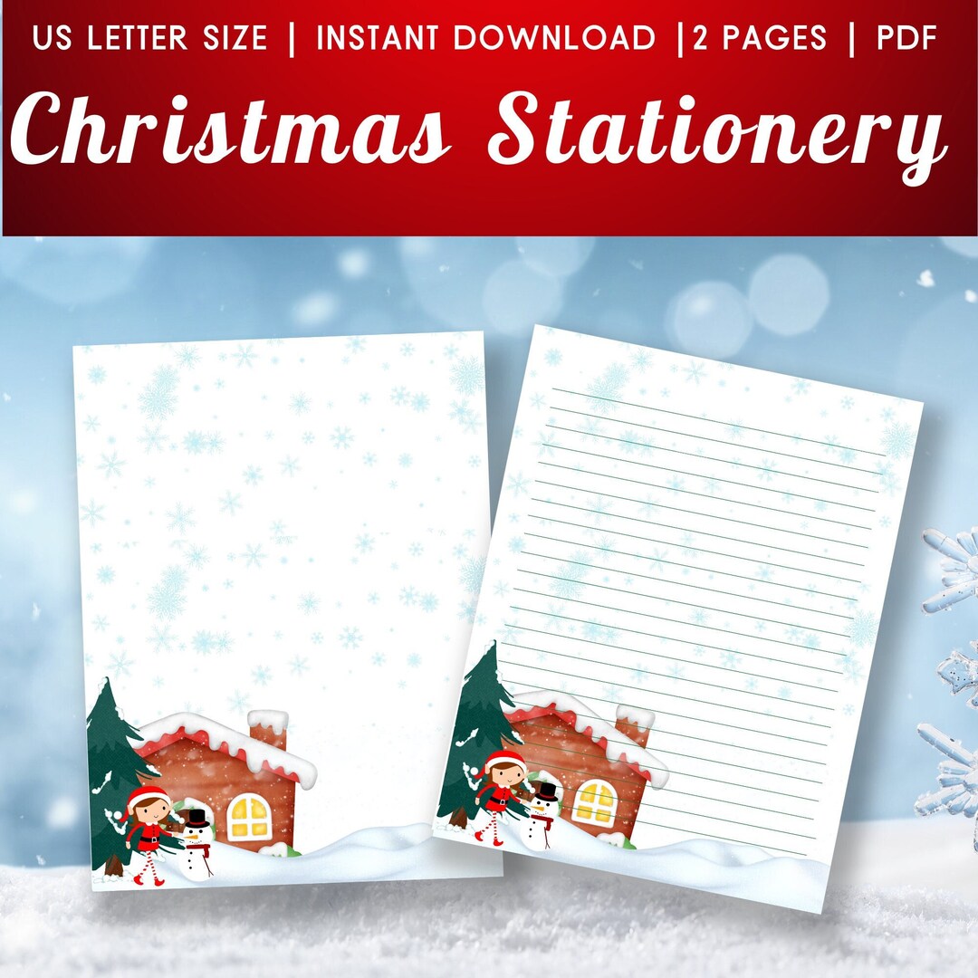 Winter Christmas Stationery Printable Holiday Stationery Christmas ...