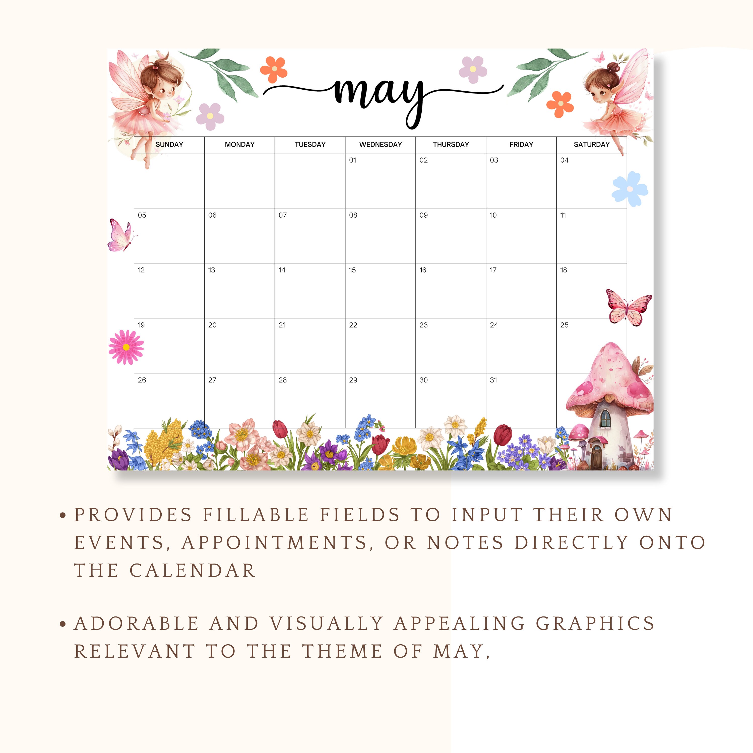May 2024 Calendar Printable Kids 2024 Calendar Class Homeschool May ...