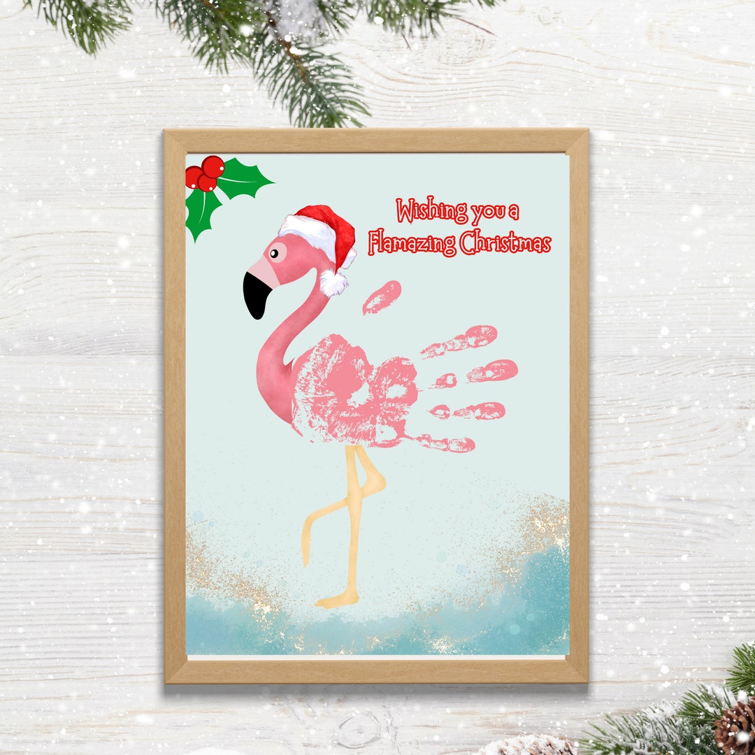 Christmas Handprint Craft Printable Christmas Flamingo - Etsy