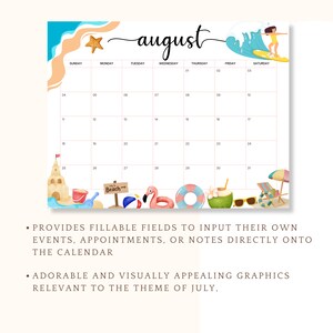 August 2024 Calendar Printable Kids Calendar 2024 Fillable Calendar ...