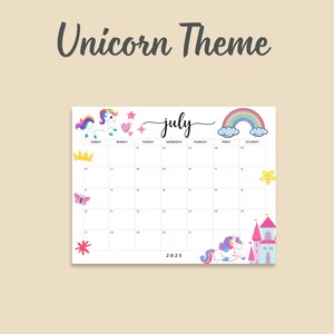 Unicorn Calendar 2024 - 2025 Homeschool Calendar Unicorn Lovers Monthly ...