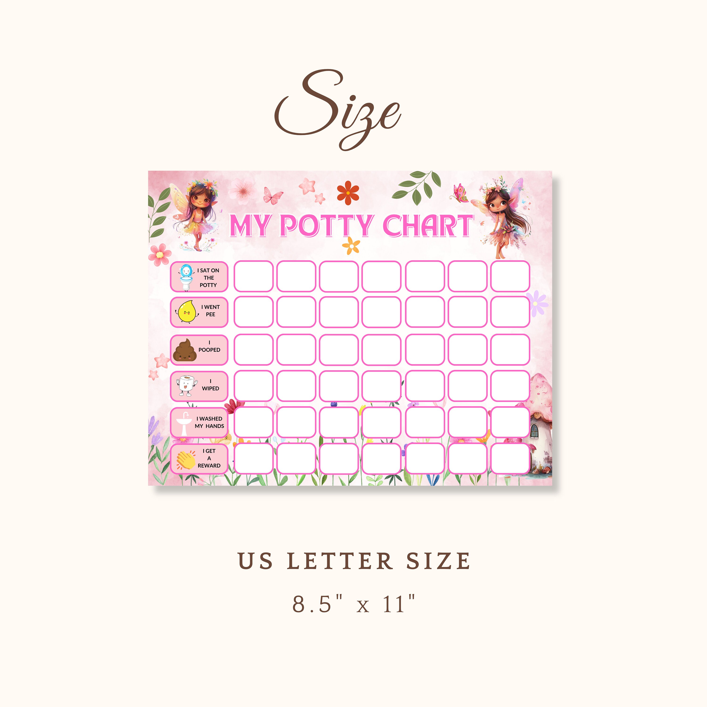 Fairy Potty Chart for Girl Toilet Training Chart Kids Potty Chart ...