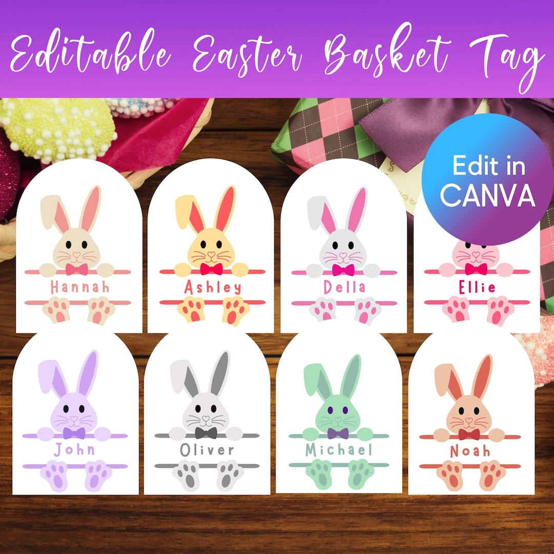 Editable Easter Tags Gifts and Baskets Easter Label Sticker Printable ...