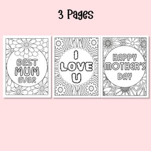 Mother’s Day Coloring Page Set 3 Mother’s Day Card Printable Mother's ...