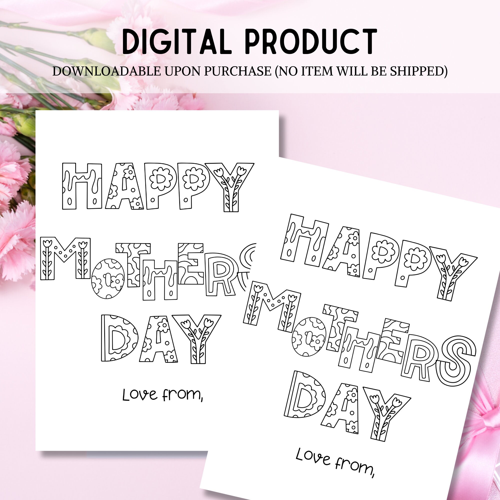 Mothers Day Coloring Card Printable Mothers Day Card for Kids Coloring ...