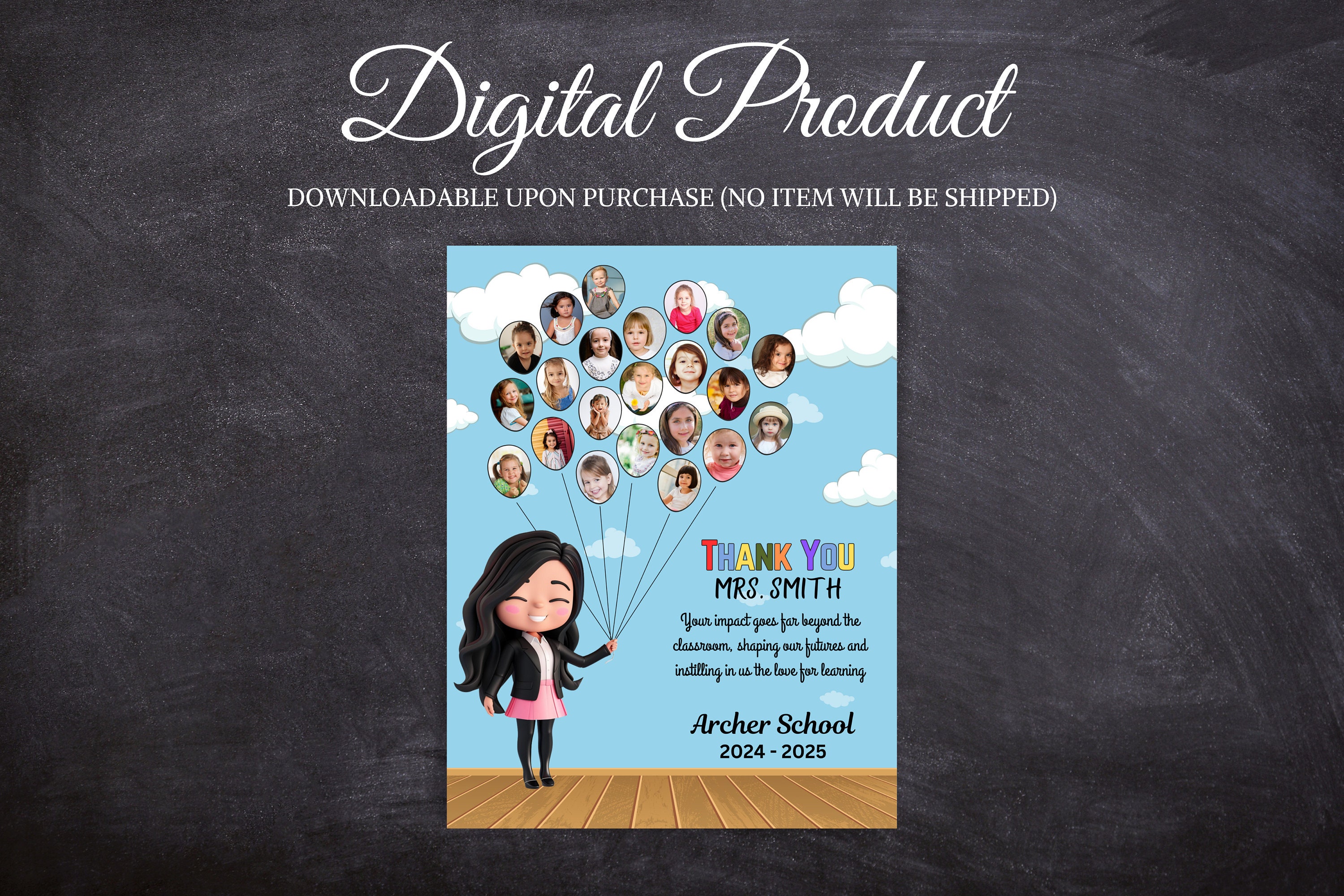 Preschool Kinder Teacher Photo Custom Editable Appreciation Gift From ...