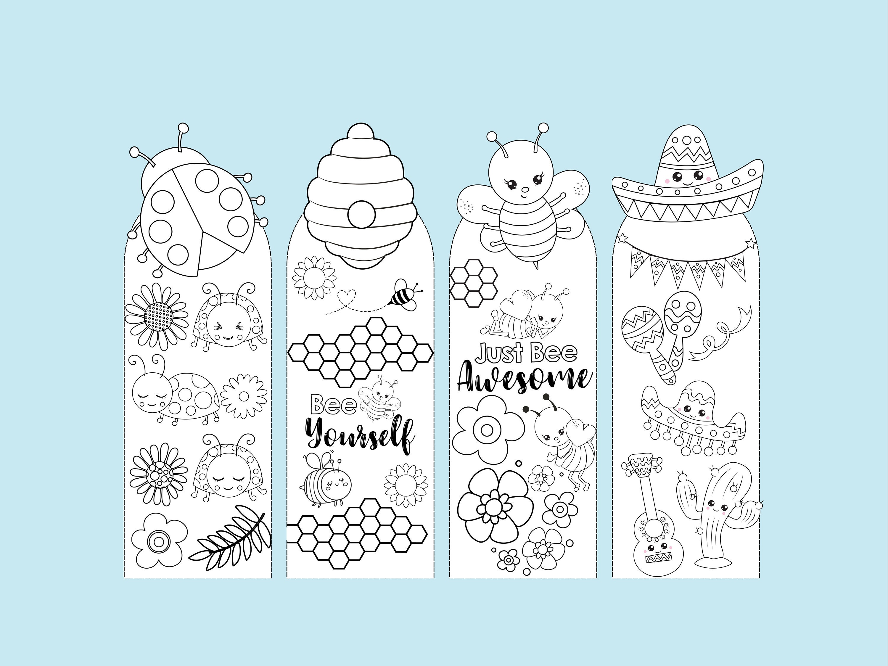 Coloring Bookmarks for Kids 22 Bookmarks Bundle Printable Classroom ...