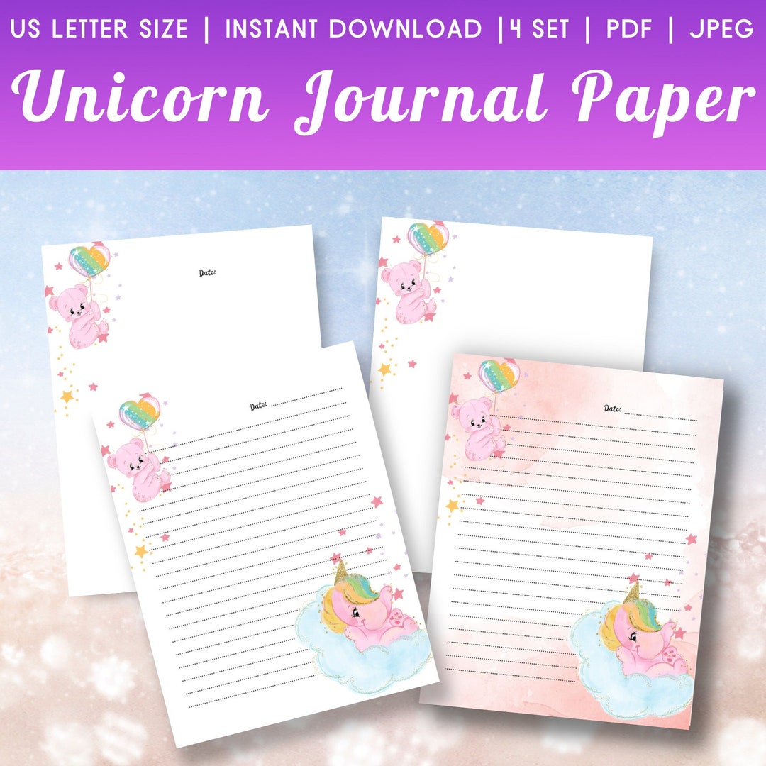 Printable Unicorn Paper Unicorn Journal Paper Unicorn Stationary Set ...