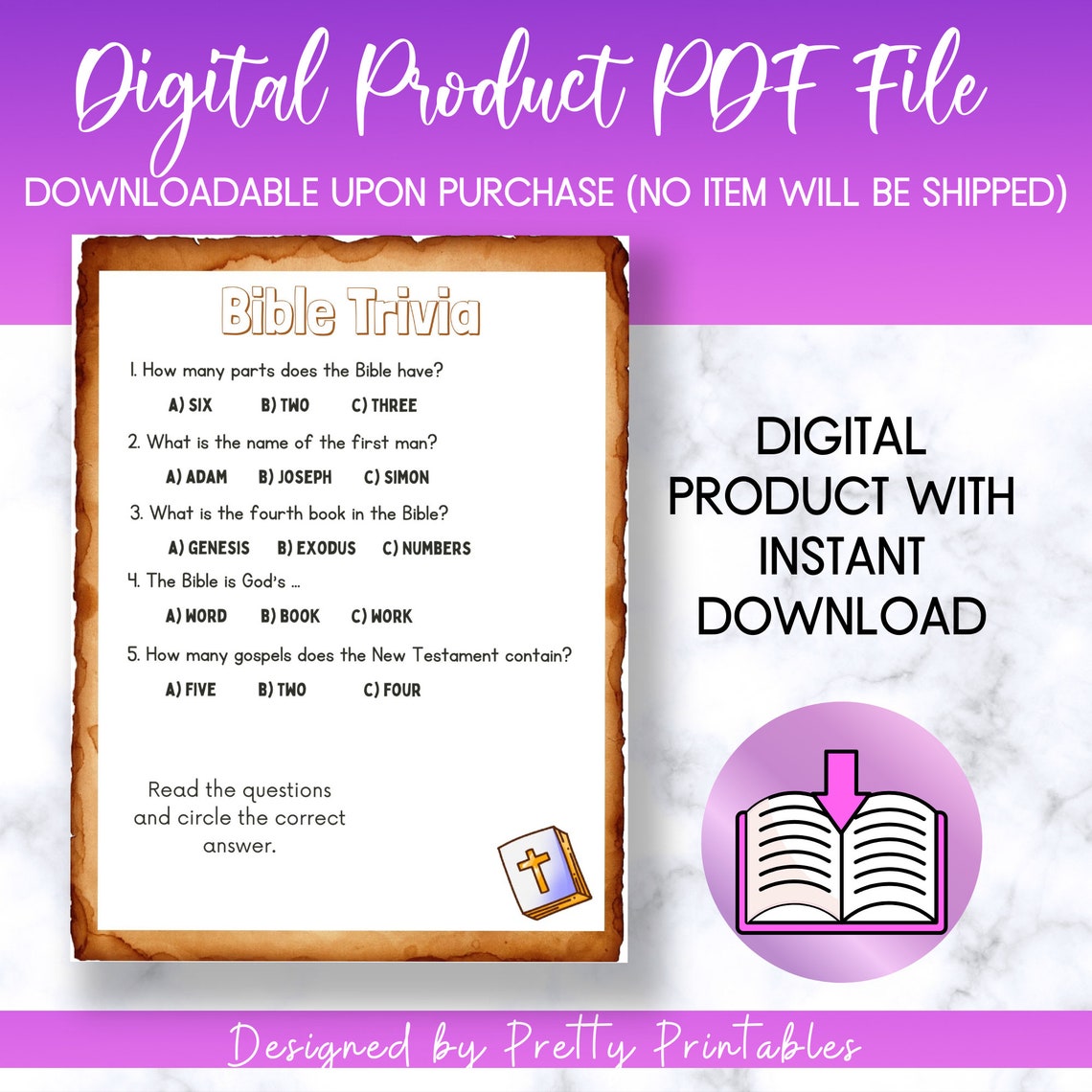 Printable Bible Games for Kids Bible Trivia Game Bible Facts - Etsy