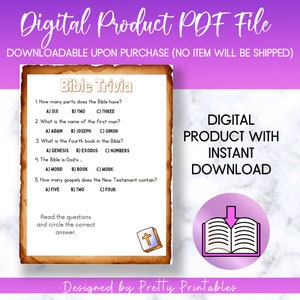 Printable Bible Games for Kids Bible Trivia Game Bible Facts - Etsy