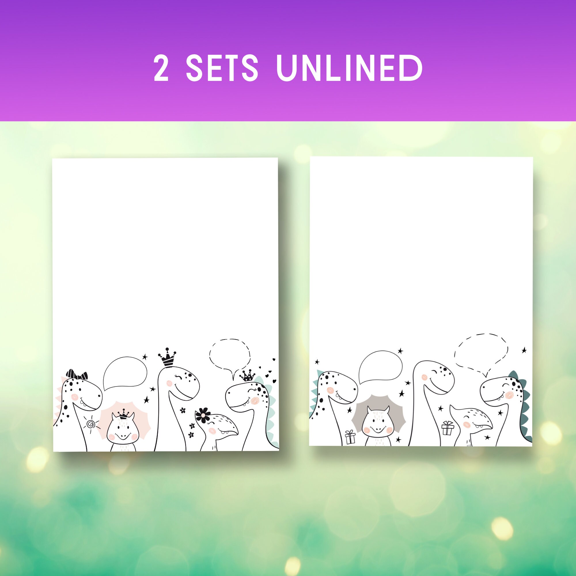 Printable Dinosaur Stationery Dinosaur Stationary Dinosaur Paper ...