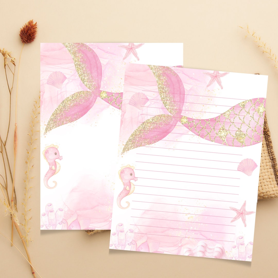 Mermaid Stationery Printable Birthday Stationary Stationary Mermaid ...