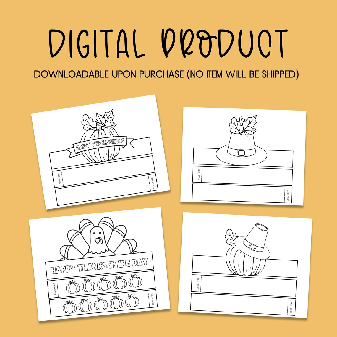 Thanksgiving Paper Crown Bundle Printable Thanksgiving Headband ...