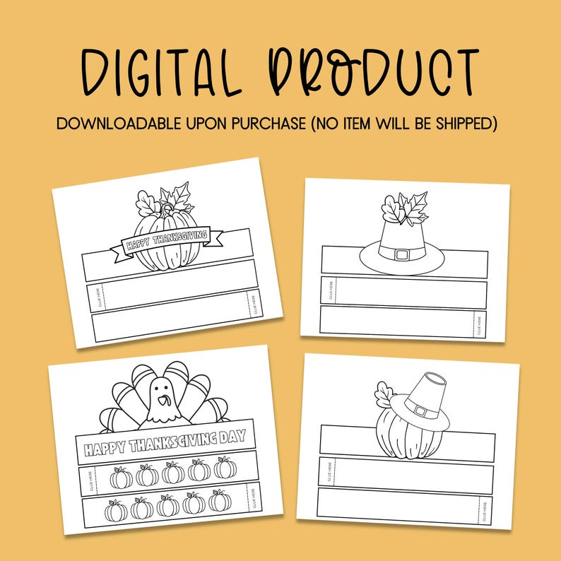 Thanksgiving Paper Crown Bundle Printable Thanksgiving Headband ...