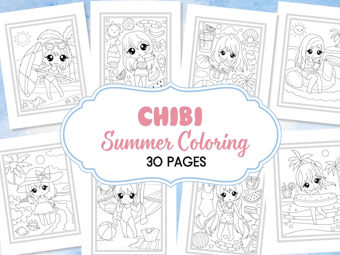 Chibi Coloring Pages Kids Printable Set 30 Pages Coloring Kids & Adults ...
