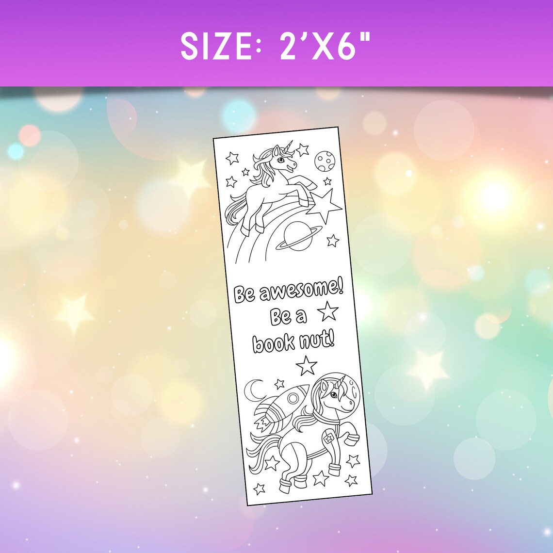 Unicorn Coloring Bookmarks Printable Unicorn Coloring - Etsy