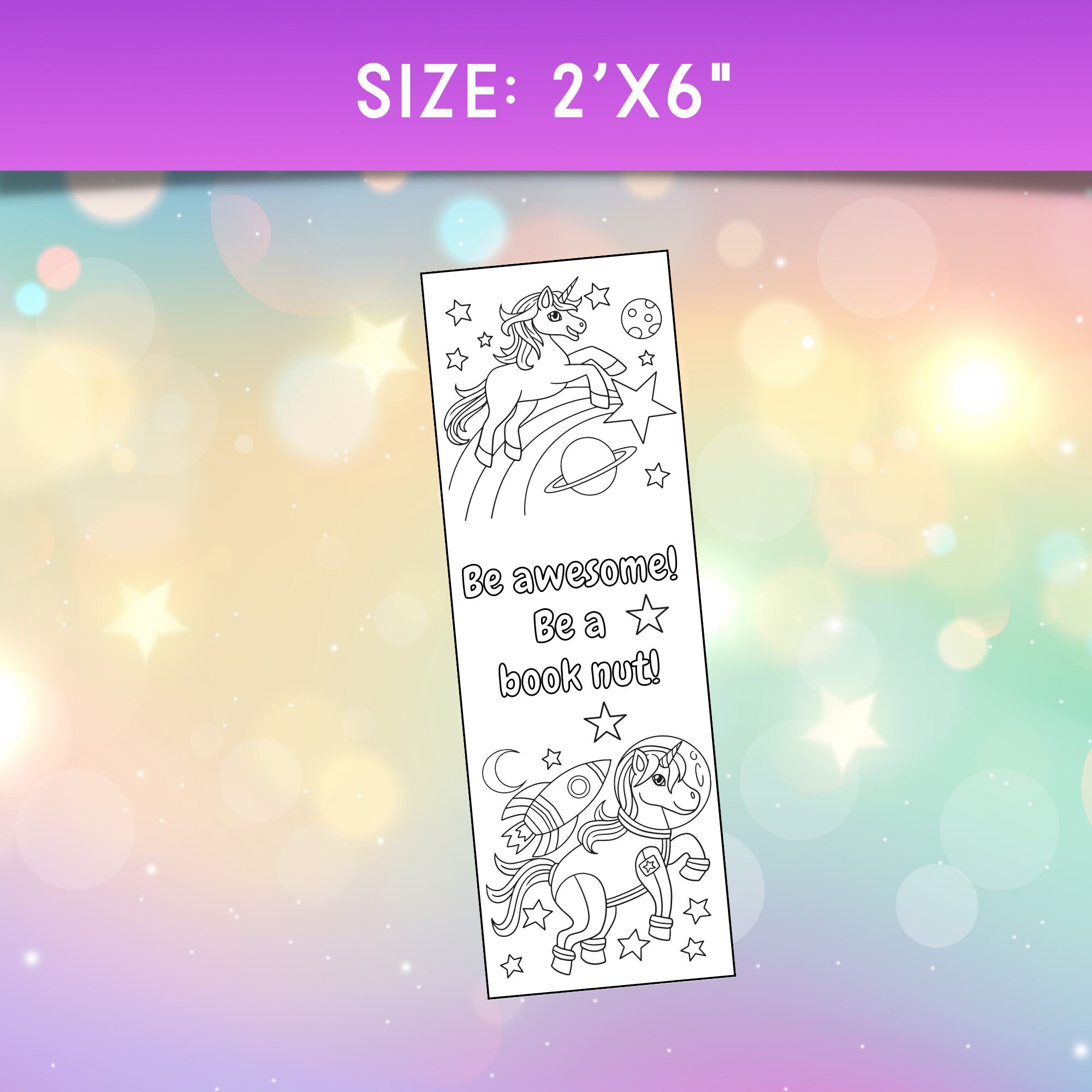 Unicorn Coloring Bookmarks Printable Unicorn Coloring - Etsy