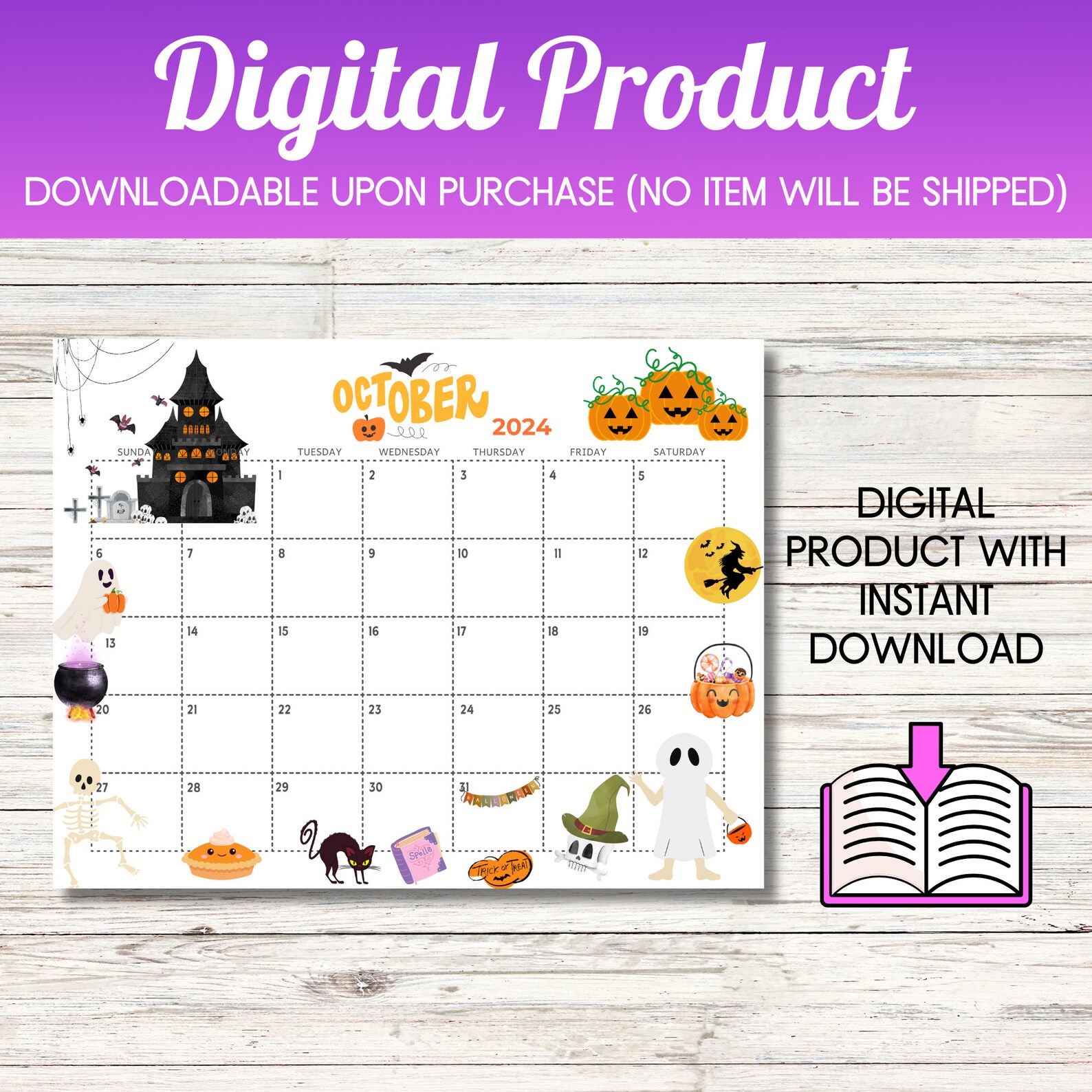 October 2024 Calendar Printable Kids Calendar 2024 Calendar Classroom ...