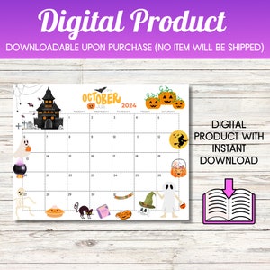October 2024 Calendar Printable Kids Calendar 2024 Calendar Classroom ...