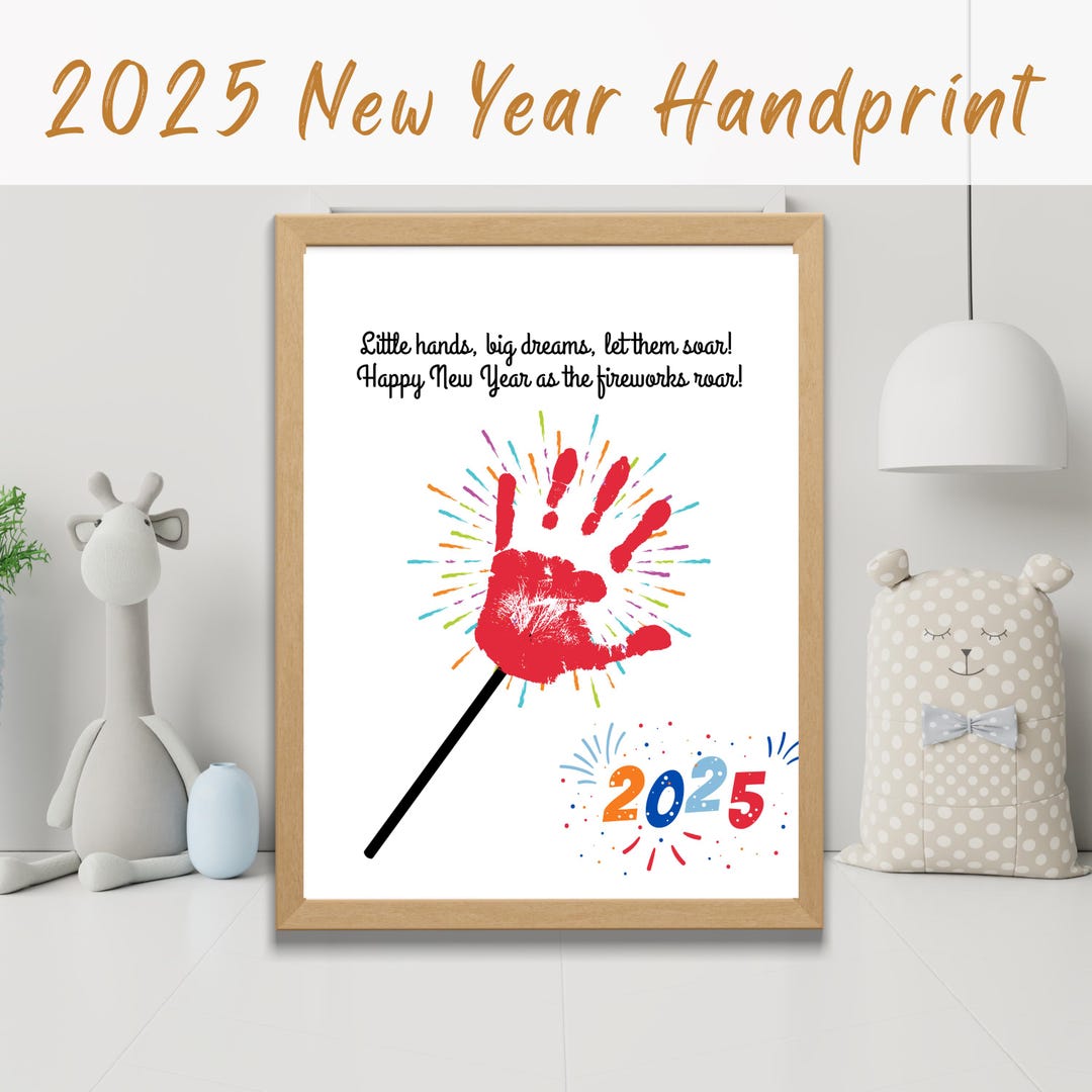 2025 Handprint Craft Printable Happy New Years Day Fireworks Sparkler ...