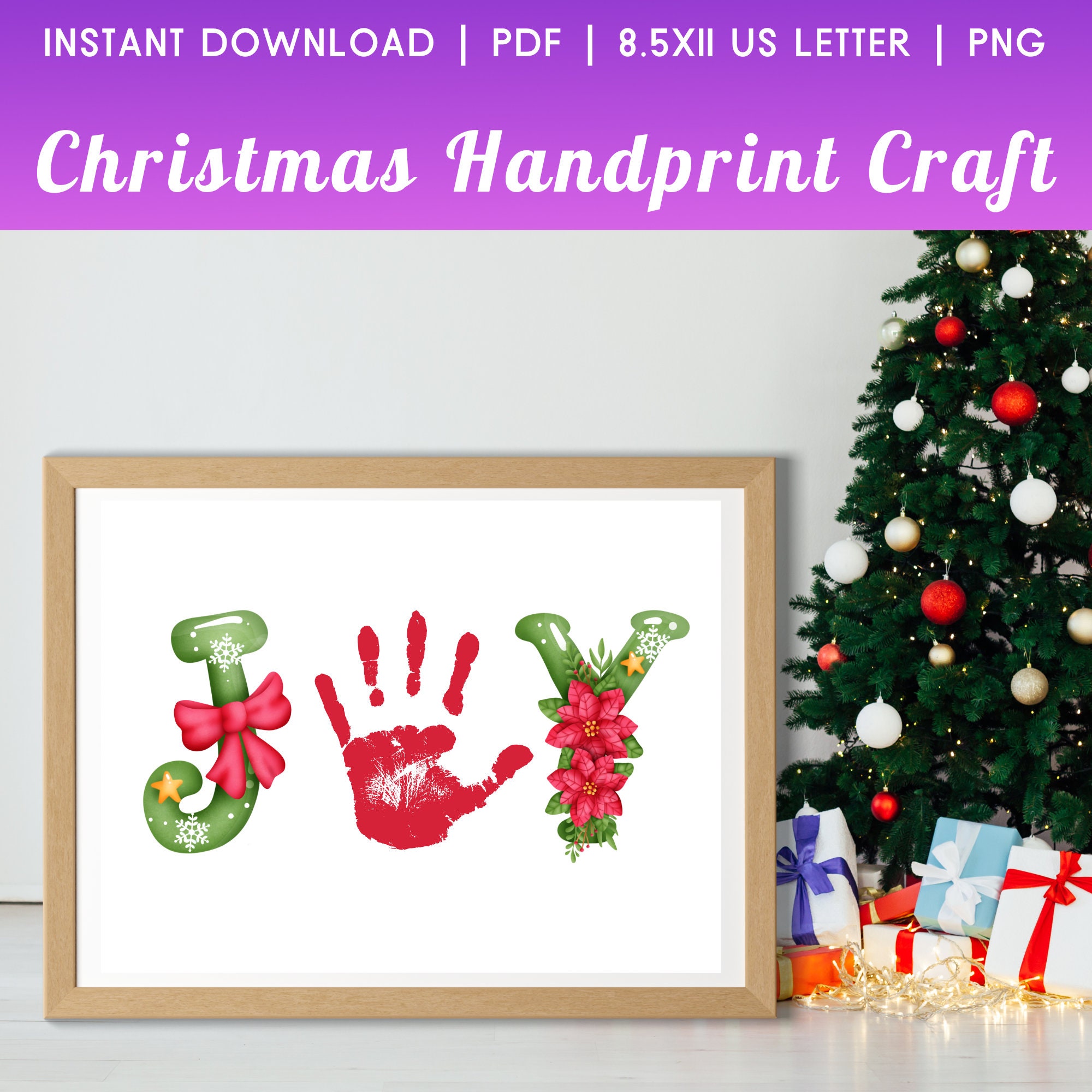Christmas Handprint Art for Kids Craft Printable Toddler Christmas Joy ...