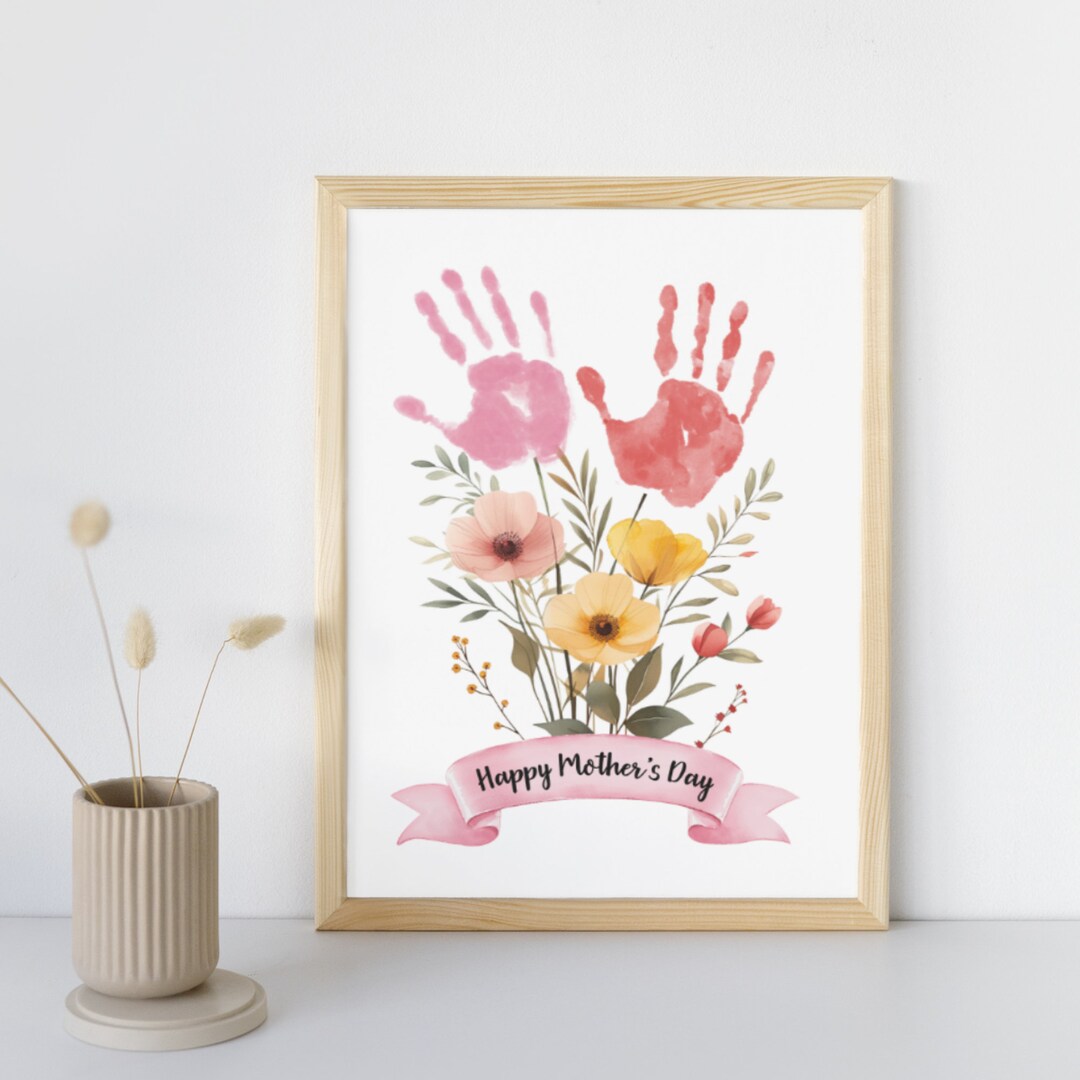 Mothers Day Handprint Craft Flower Bouquet Handprint Printable Gift ...