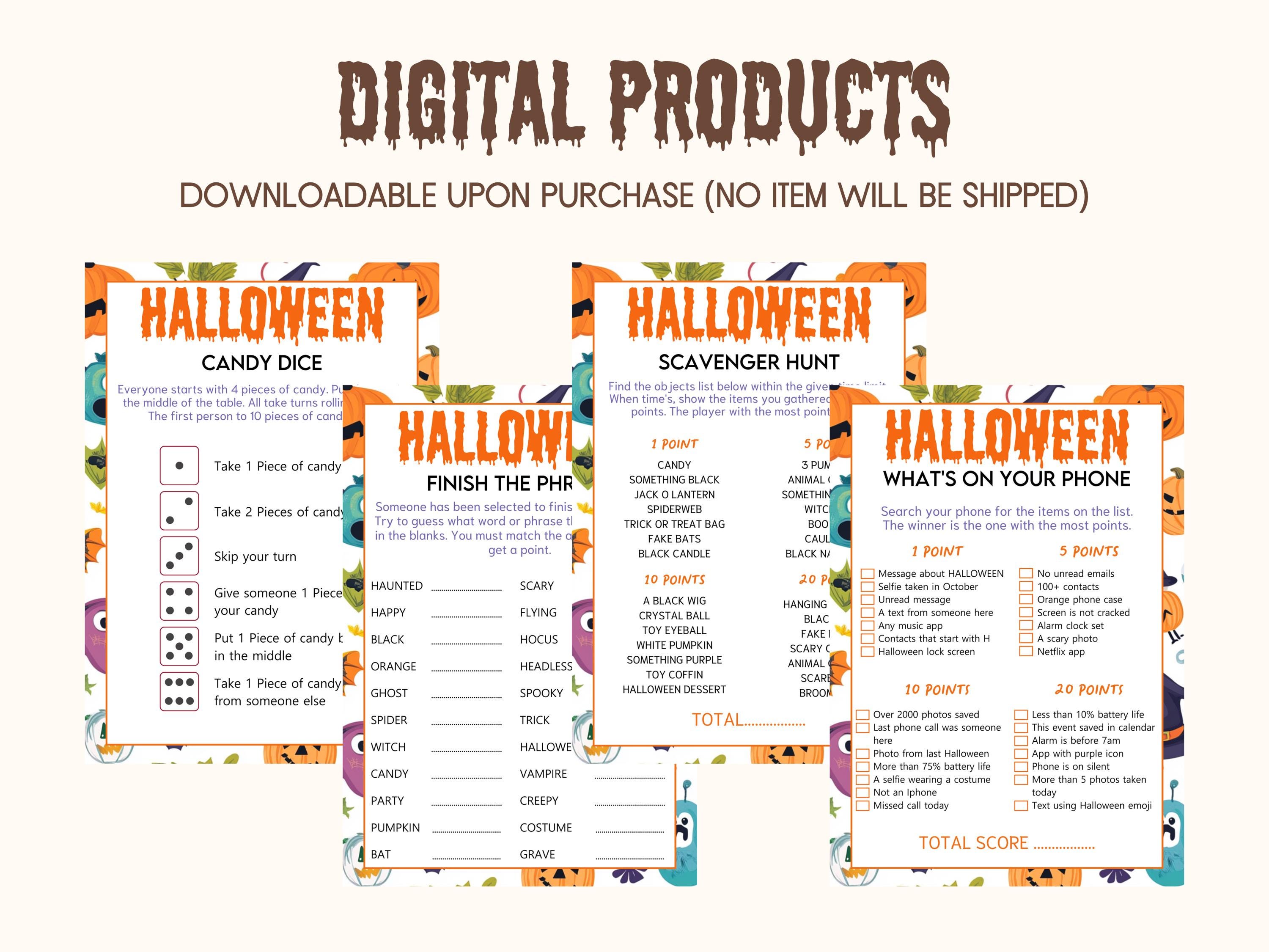 Halloween Games Bundle 18 Printable Halloween Party Games Family ...